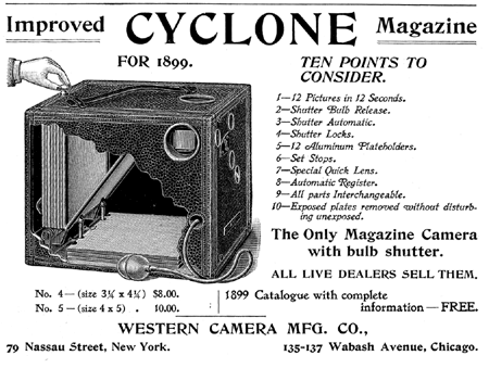 1899 Ad: Improved Cyclone at Historic Camera